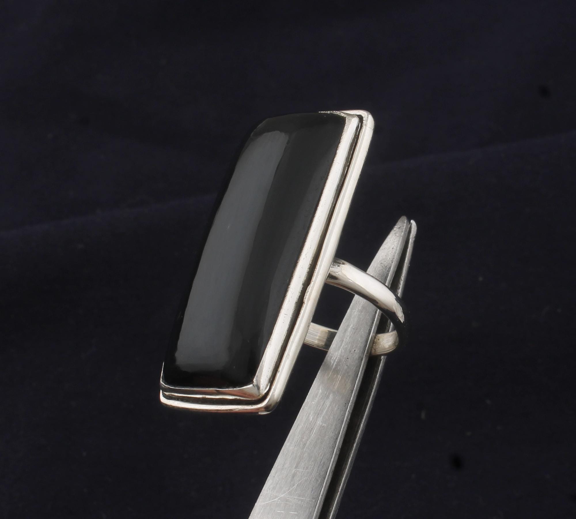Black Onyx Rectangle Ring - 925 Sterling Silver Handmade Ring - Etsy