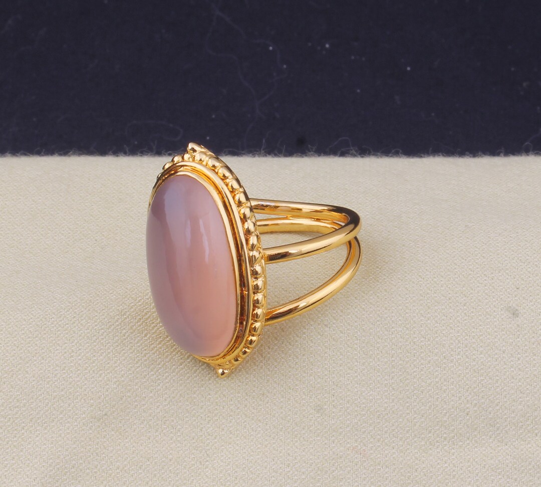 Rose Quartz Ring for Women, Quartz Band Ring, 14k Gold Plated Ring ...