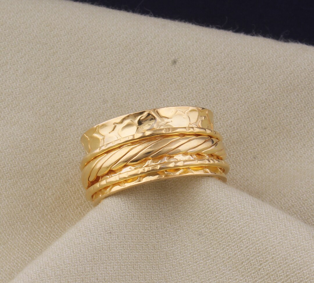 Handmade Twisted Wire Brass Spinner Ring: Gold Plated Boho Jewelry - Etsy
