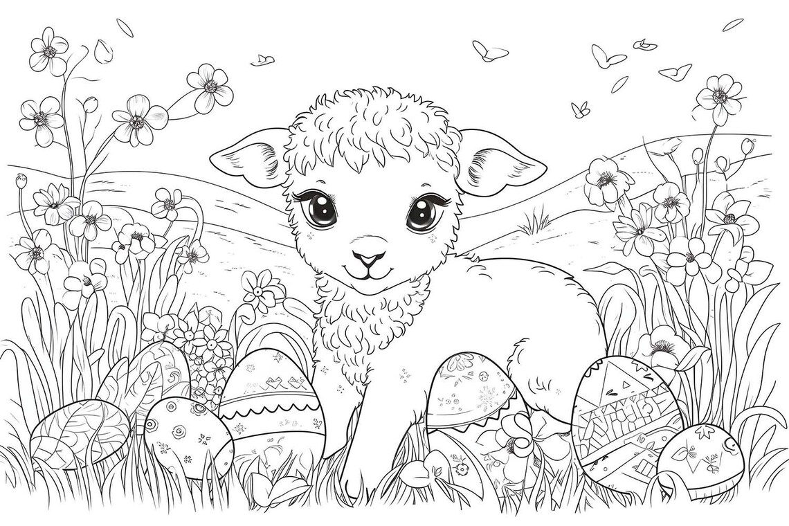 12 Easter Spring Coloring Page Set - Instant Download - Easter ...