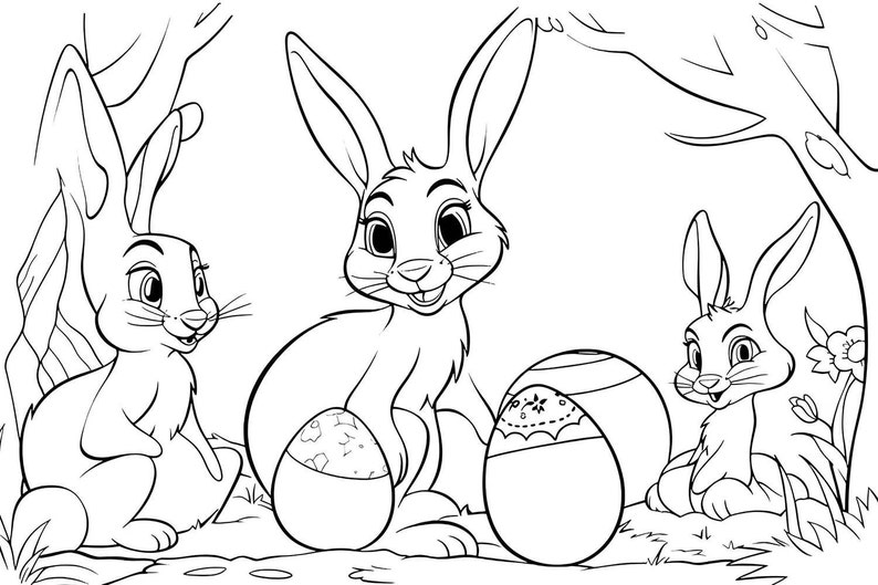 12 Easter Spring Coloring Page Set - Instant Download - Easter ...