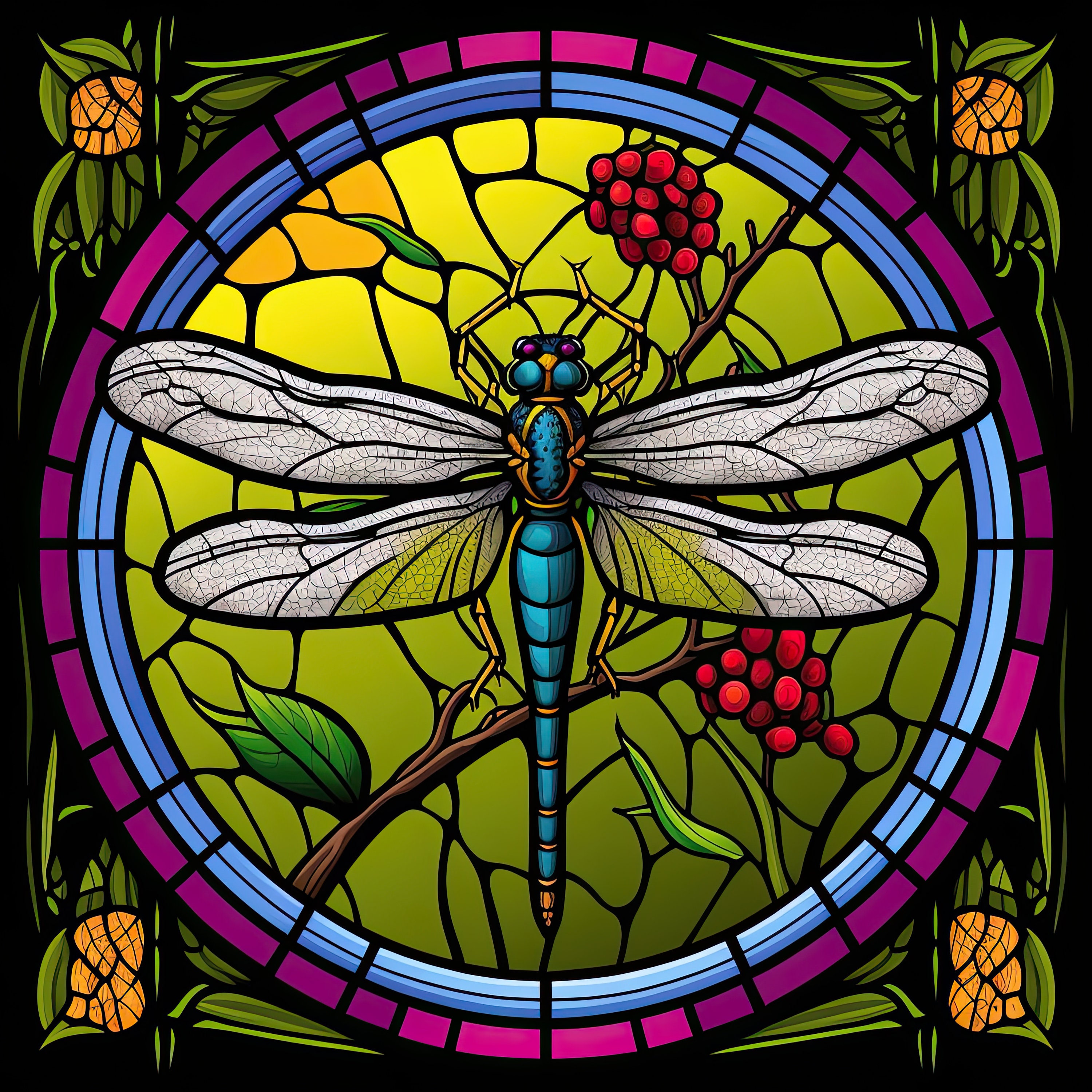 Stained Glass Style Dragonflies - Set of 3 - Etsy
