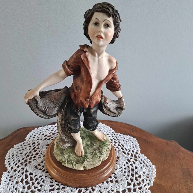 A. Belcari Capodimonte DEAR Sculpture Artistiche Italy of Young Boy W ...