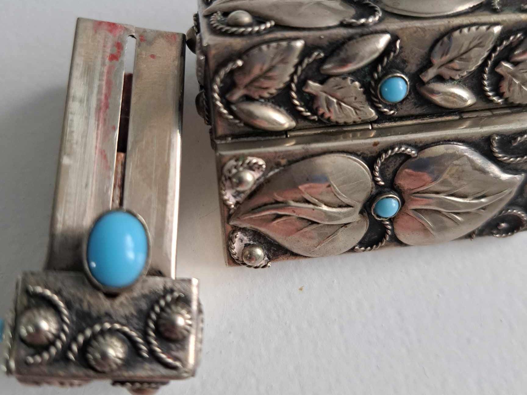 Silver, Antique Lipstick Case With Turquoises - Etsy