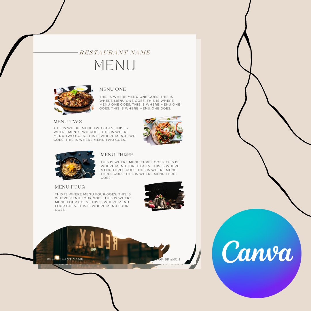 Restaurant Cafe Menu Canva Template 100% Editable DIY Easy - Etsy