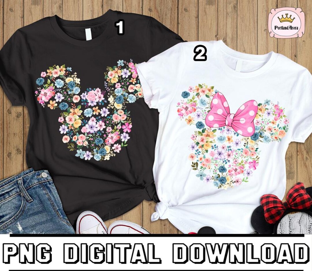 Mickey Mouse and Minnie Mouse Icon Spring Flowers Png Bundle Download ...