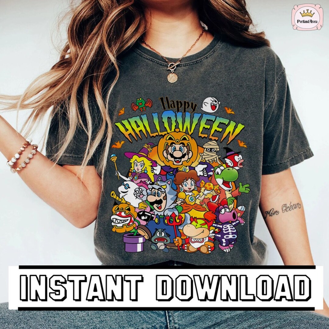 Mario Happy Halloween Digital Print, Super Mario Spooky Season PNG ...