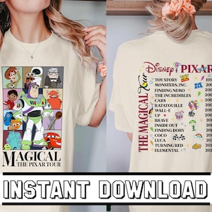 Vintage Magical the Pixar Tour PNG Design, Pixar Eras Tour Shirt, Pixar ...