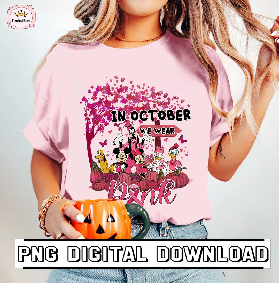 Mickey and Friends in October We Wear Pink Png, Breast Cancer Awareness ...