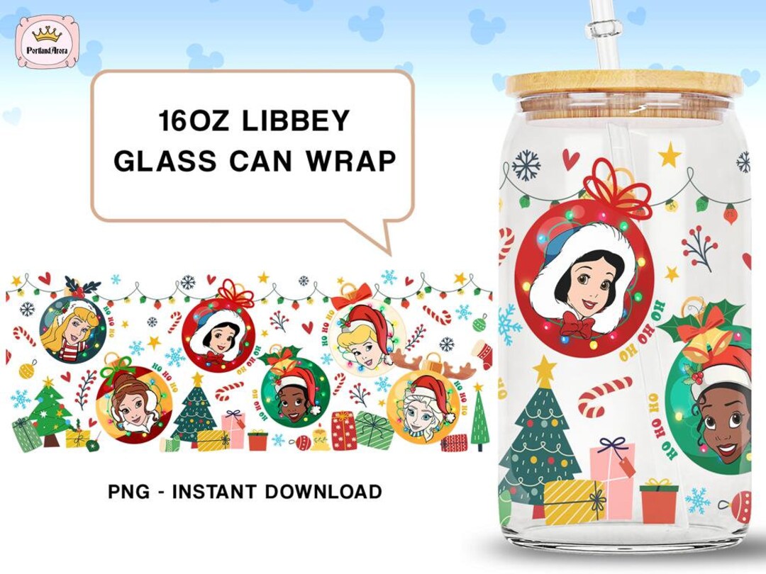 Disneyland Princess Glass Wrap Png, 16oz Glass Can Wrap Png, Instant ...