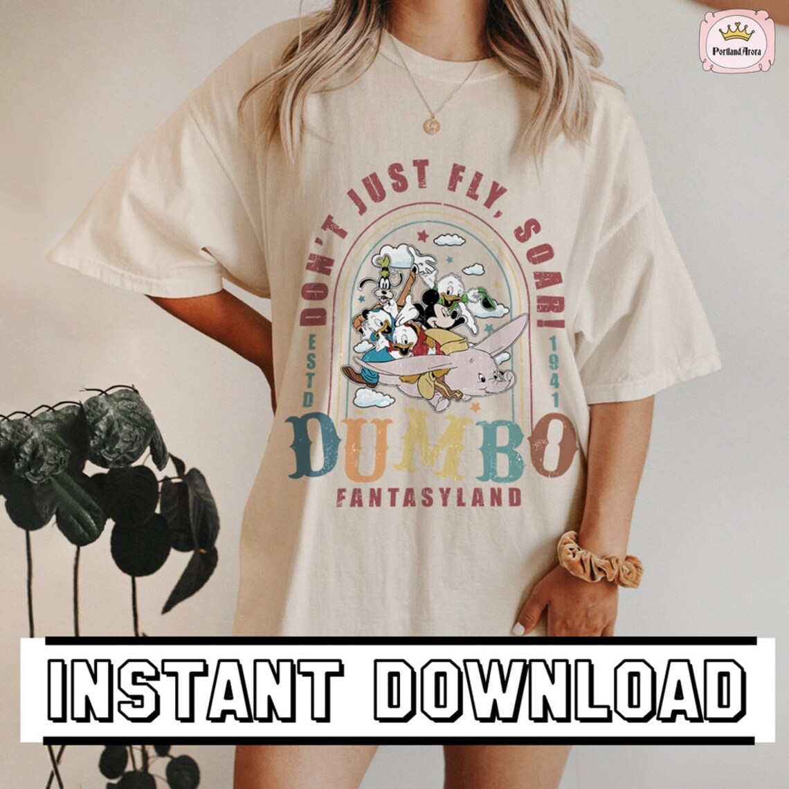 Dumbo Don't Just Fly Soar Retro PNG Dumbo Flying Elephant - Etsy