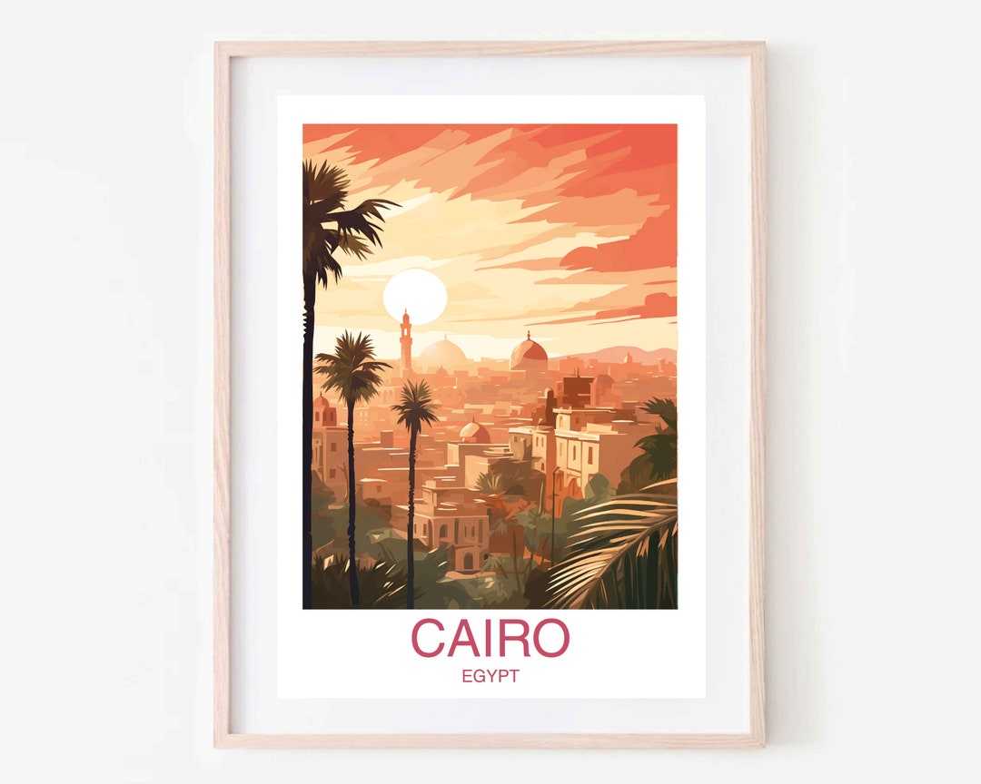 Cairo Travel Poster Illustration Print Cairo Travel Gift Egypt Wall Art ...