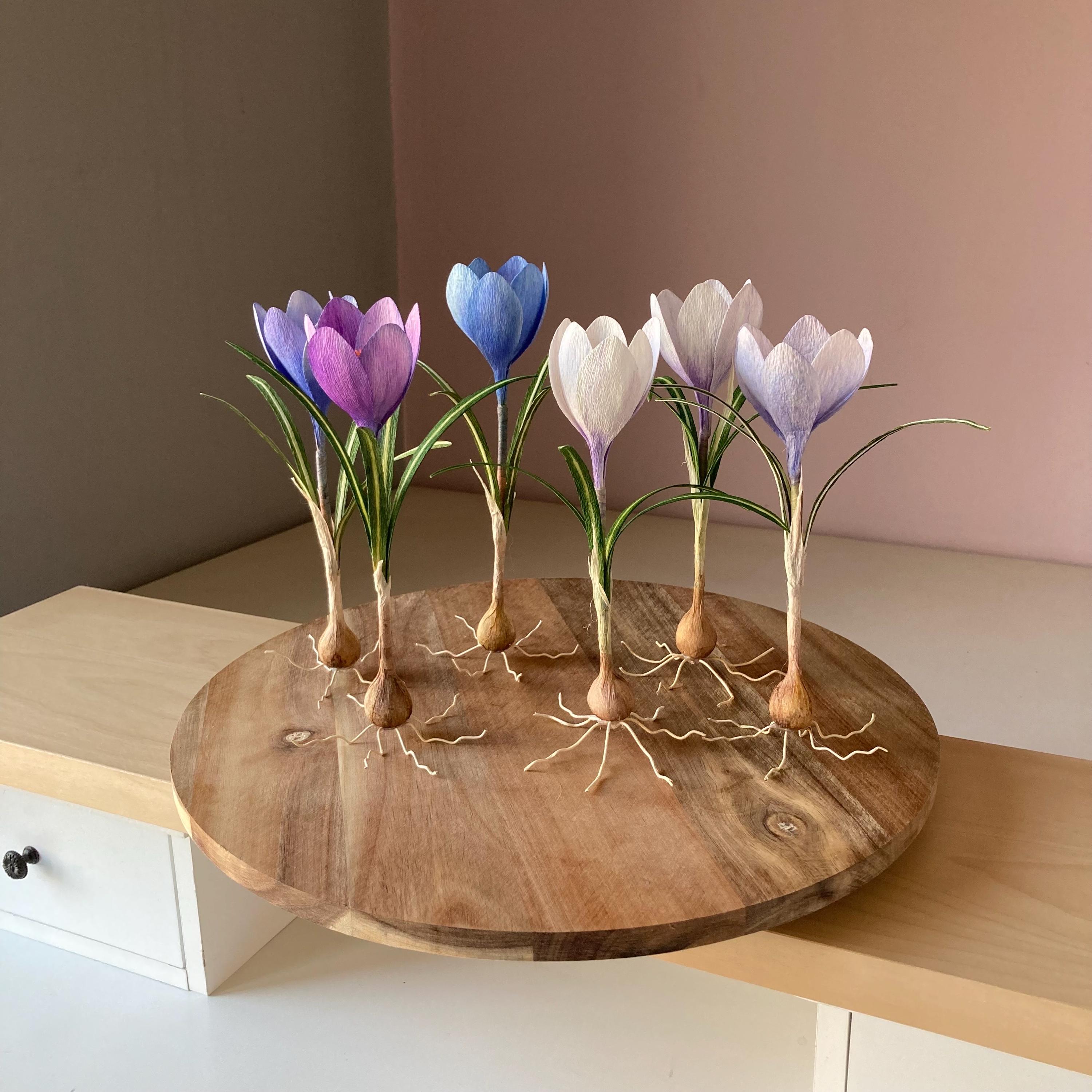 Handmade Paper Crocuses – Spring Decoration, Hand-painted Artificial ...