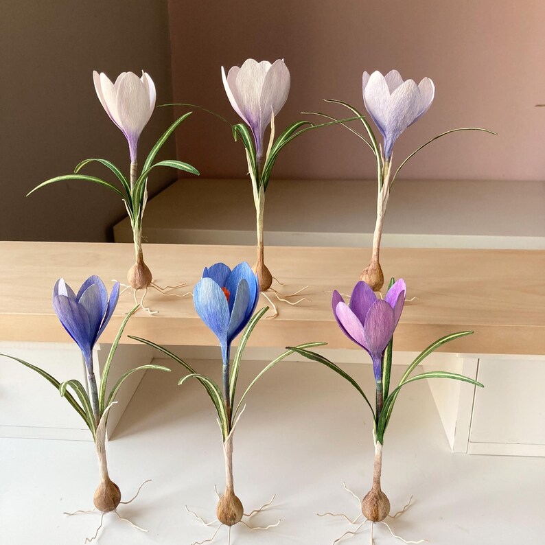 Handmade Paper Crocuses – Spring Decoration, Hand-painted Artificial ...