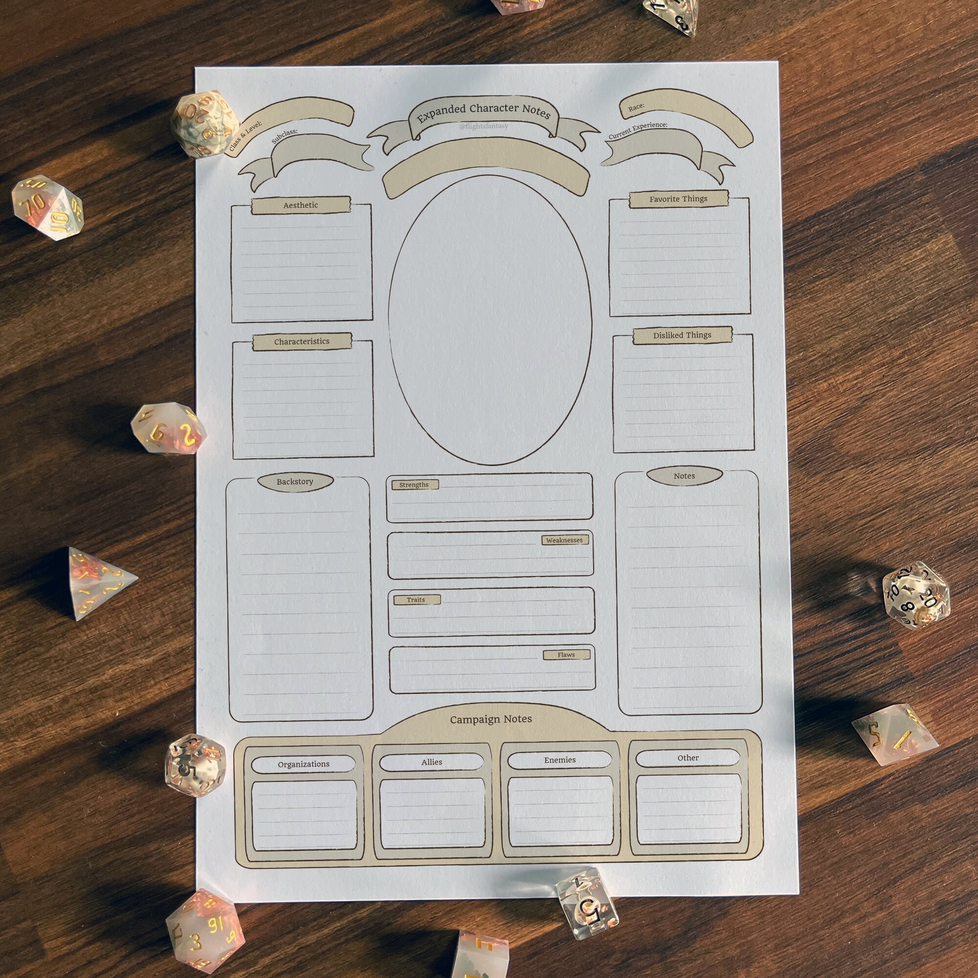 Printable 5E Character Sheet | Minimalist Neutral | 7 Page PDF + Ornate ...