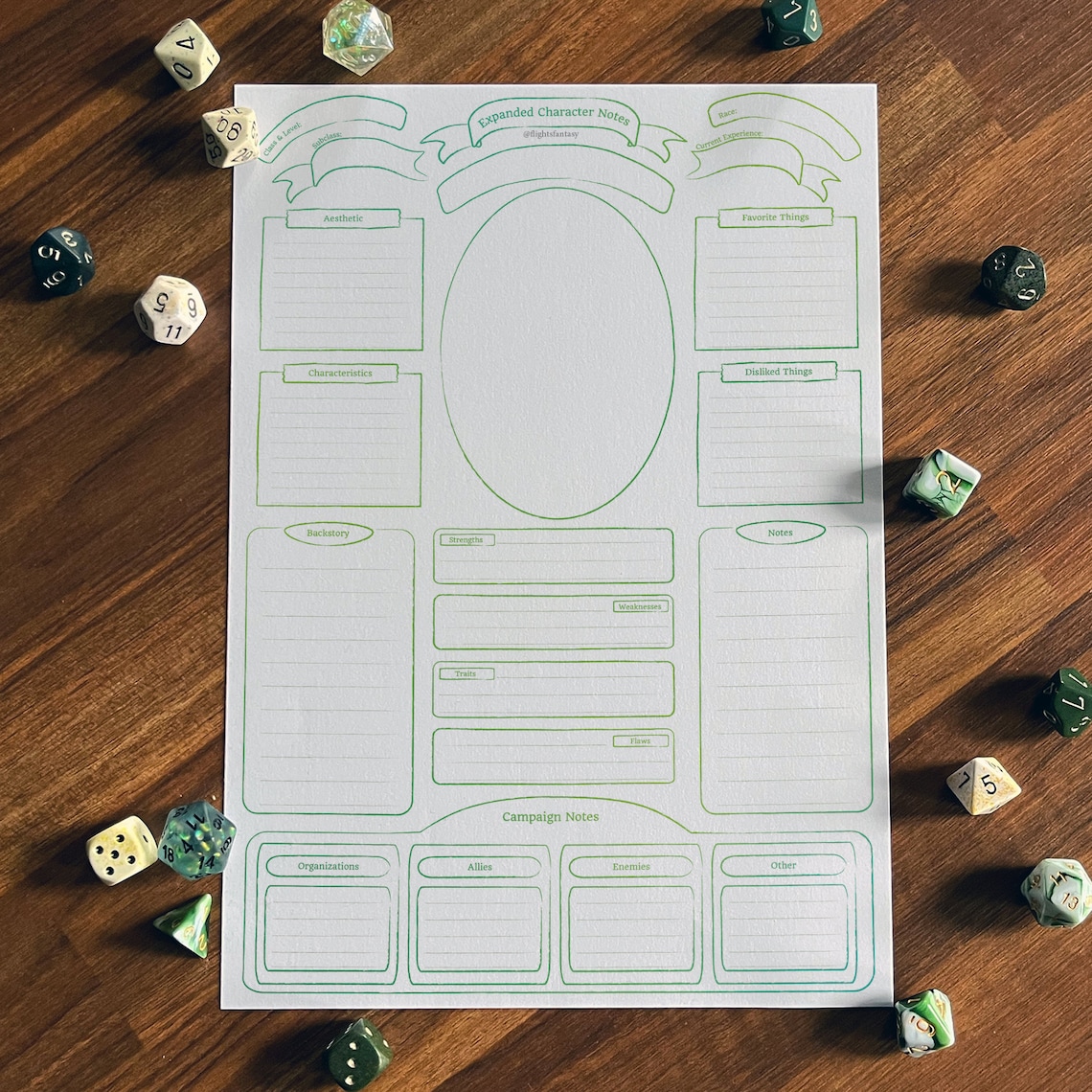 Printable 5E Character Sheet Minimalist Green 5 Page PDF D&D - Etsy