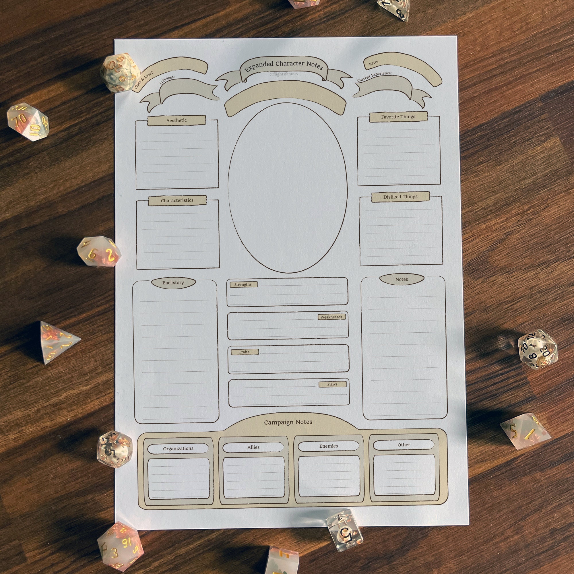 Printable 5E Character Sheet | Minimalist Neutral | 5 Page PDF | D&D - Etsy