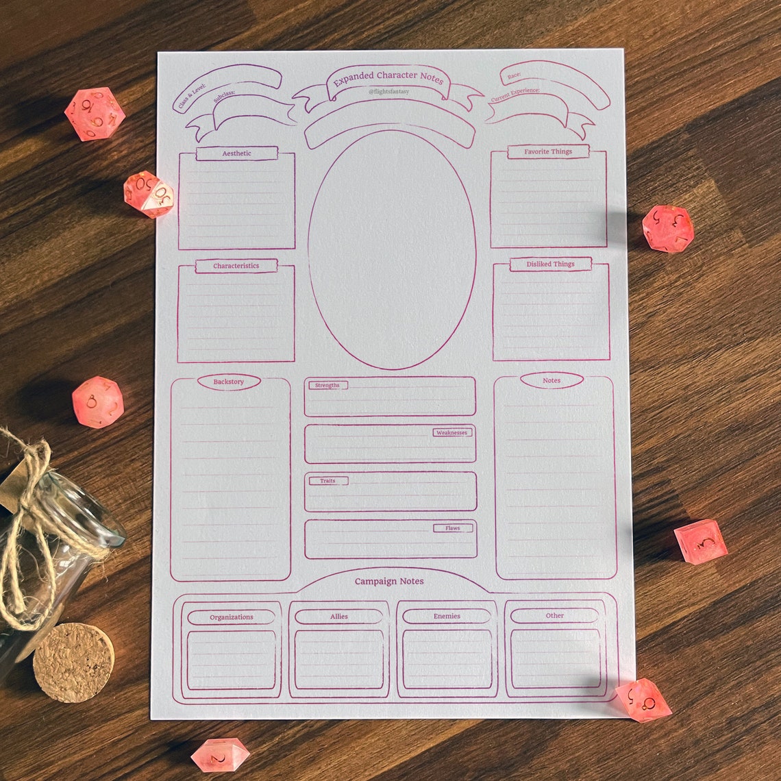 Printable 5E Character Sheet Minimalist Pink 5 Page PDF D&D - Etsy