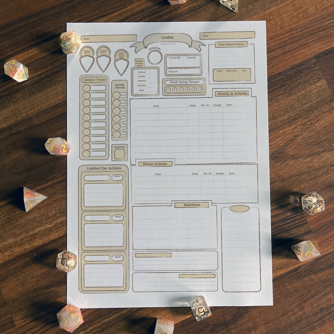 Printable 5E Character Sheet | Minimalist Neutral | 5 Page PDF | D&D - Etsy