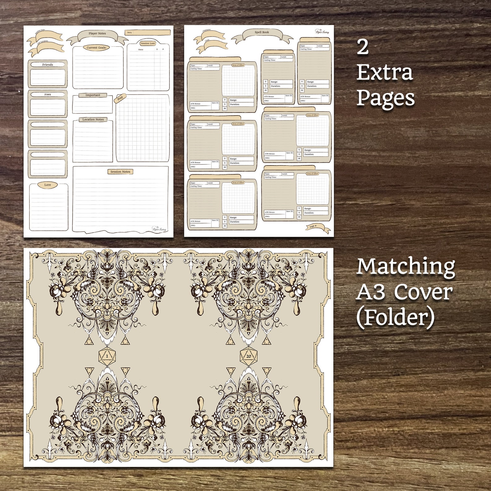 Printable 5E Character Sheet | Minimalist Neutral | 7 Page PDF + Ornate ...