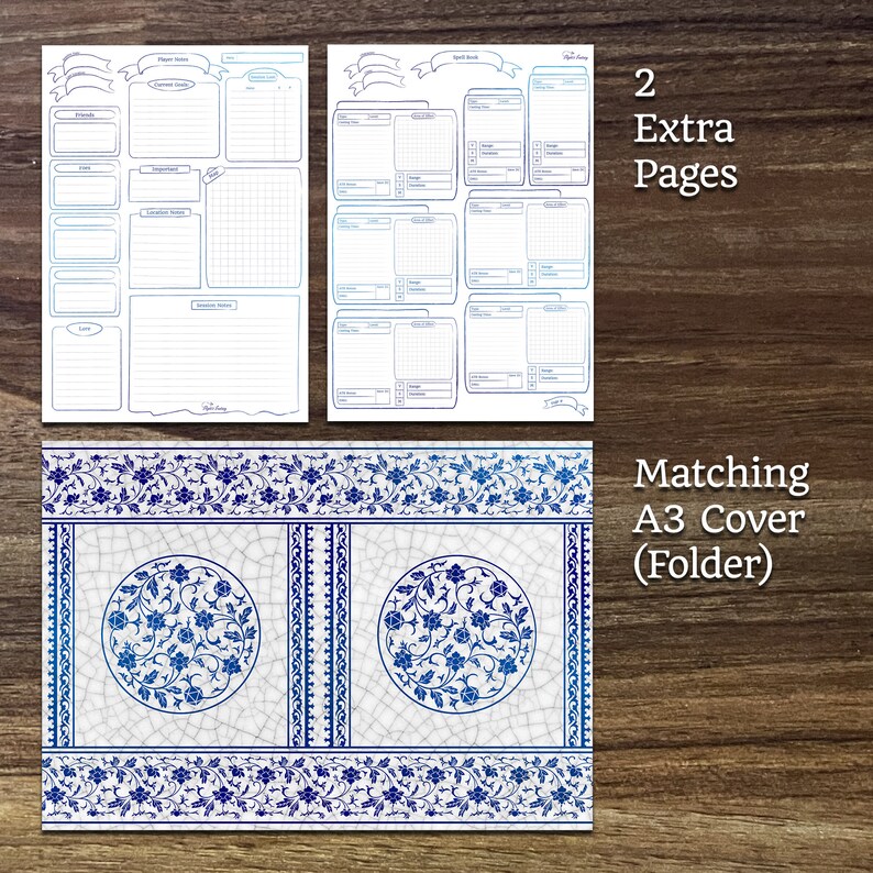 Printable 5E Character Sheet | Minimalist Blue | 7 Page PDF + Delft ...