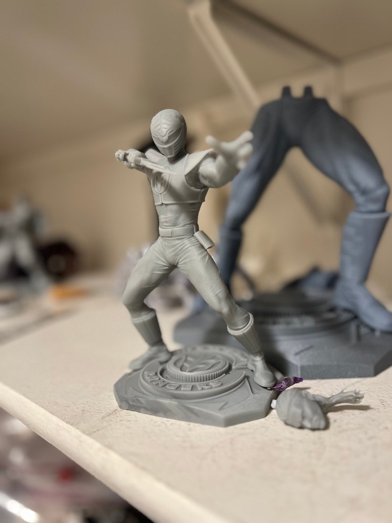 3D Printed White Power Ranger Fan Art Statue Unassembled DIY - Etsy