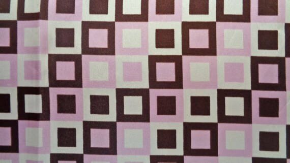 Rodier scarf, Op Art geometric squares, brown ivory p… - Gem