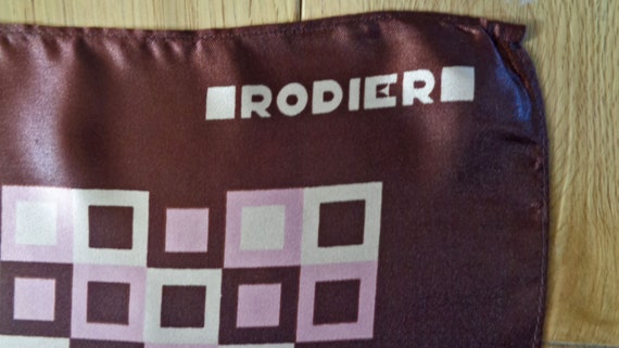 Rodier scarf, Op Art geometric squares, brown ivory p… - Gem