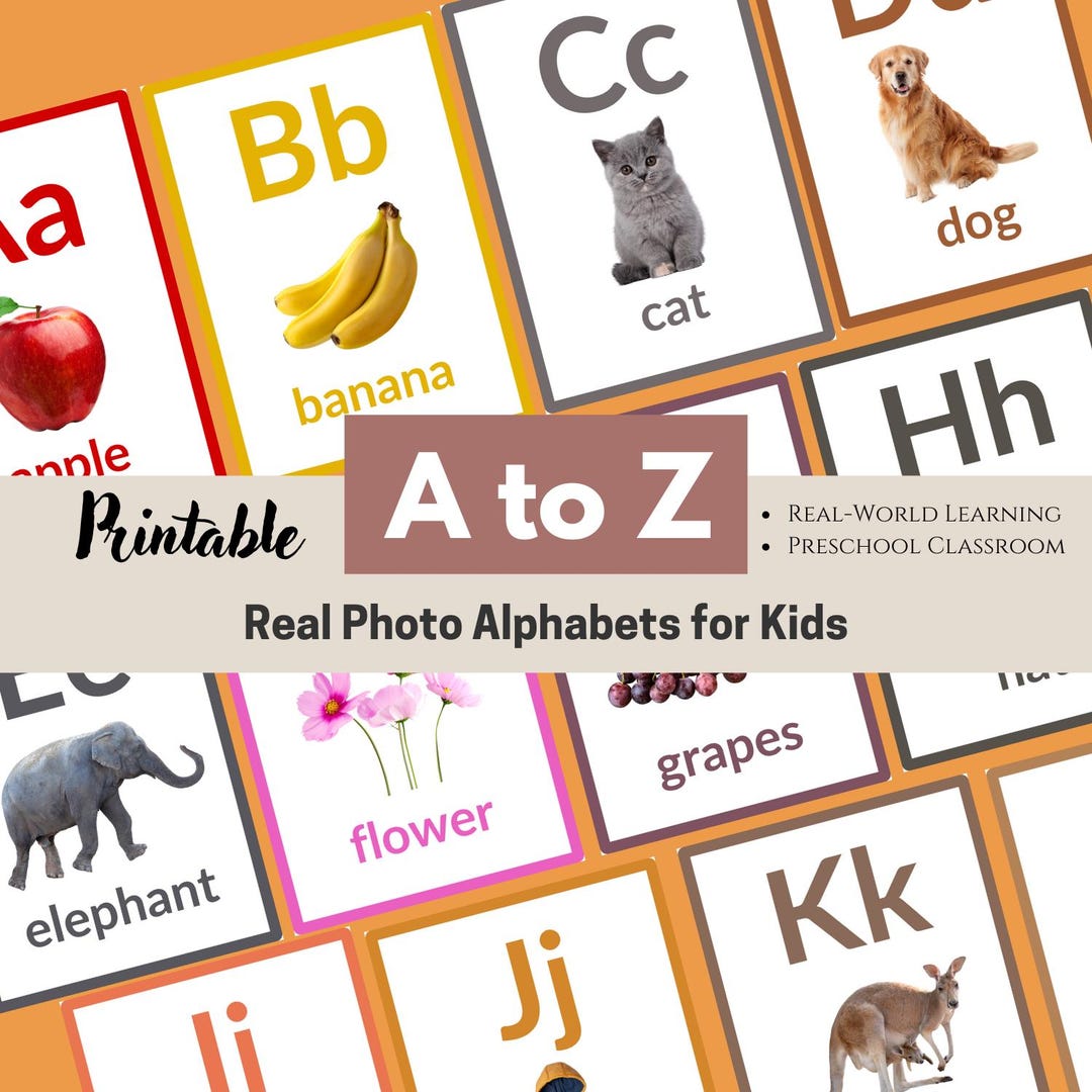 Printable Alphabet Flashcards A-Z | Real Photo Learning Cards ...