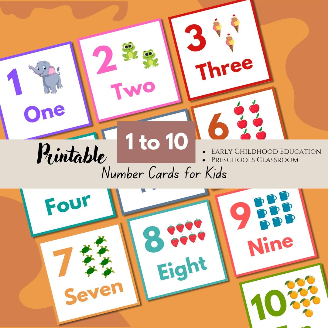 Printable Number Flashcards 1-10 | Educational Toddler Cards - Etsy