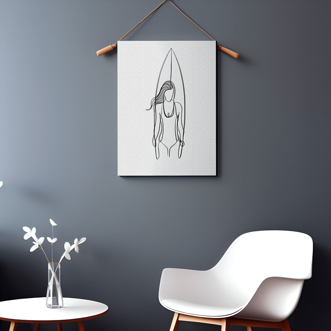 Printable Surfboard Wall Art Minimalist Surfer Boho Art Print Abstract ...