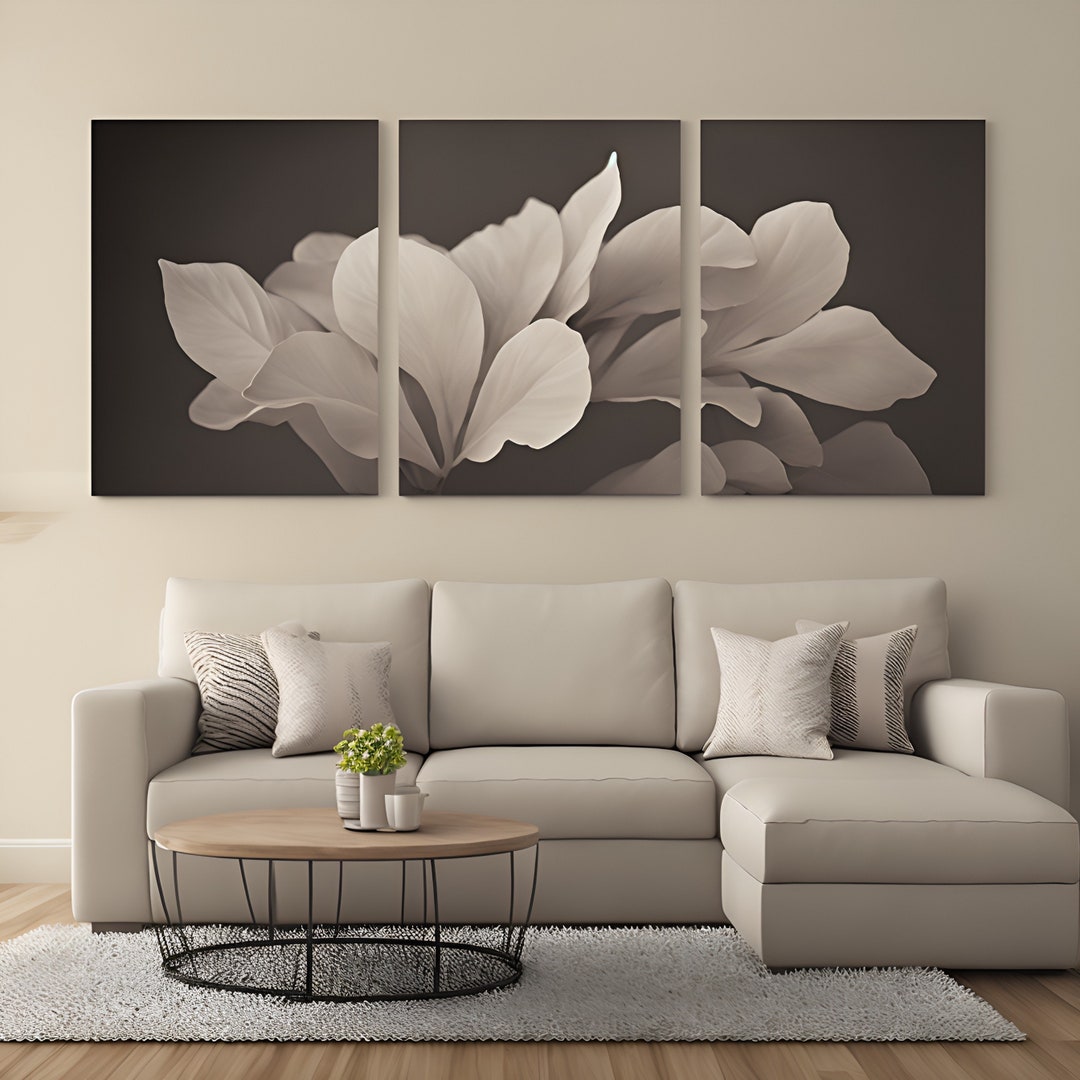 3 Piece Wall Art Flower Set of 3 Digital Art Printable Tryptic Boho ...