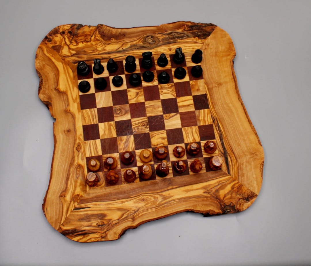 Rustic Chess Set With 32 Pieces Made of Olive Wood – Handmade Chess ...