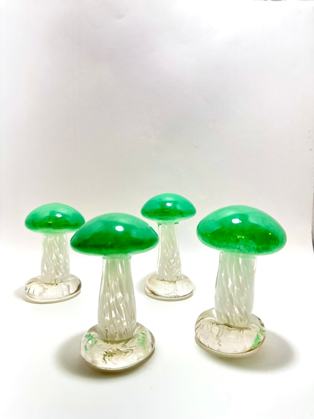 Apple Green Cap Glass Mushrooms - Etsy