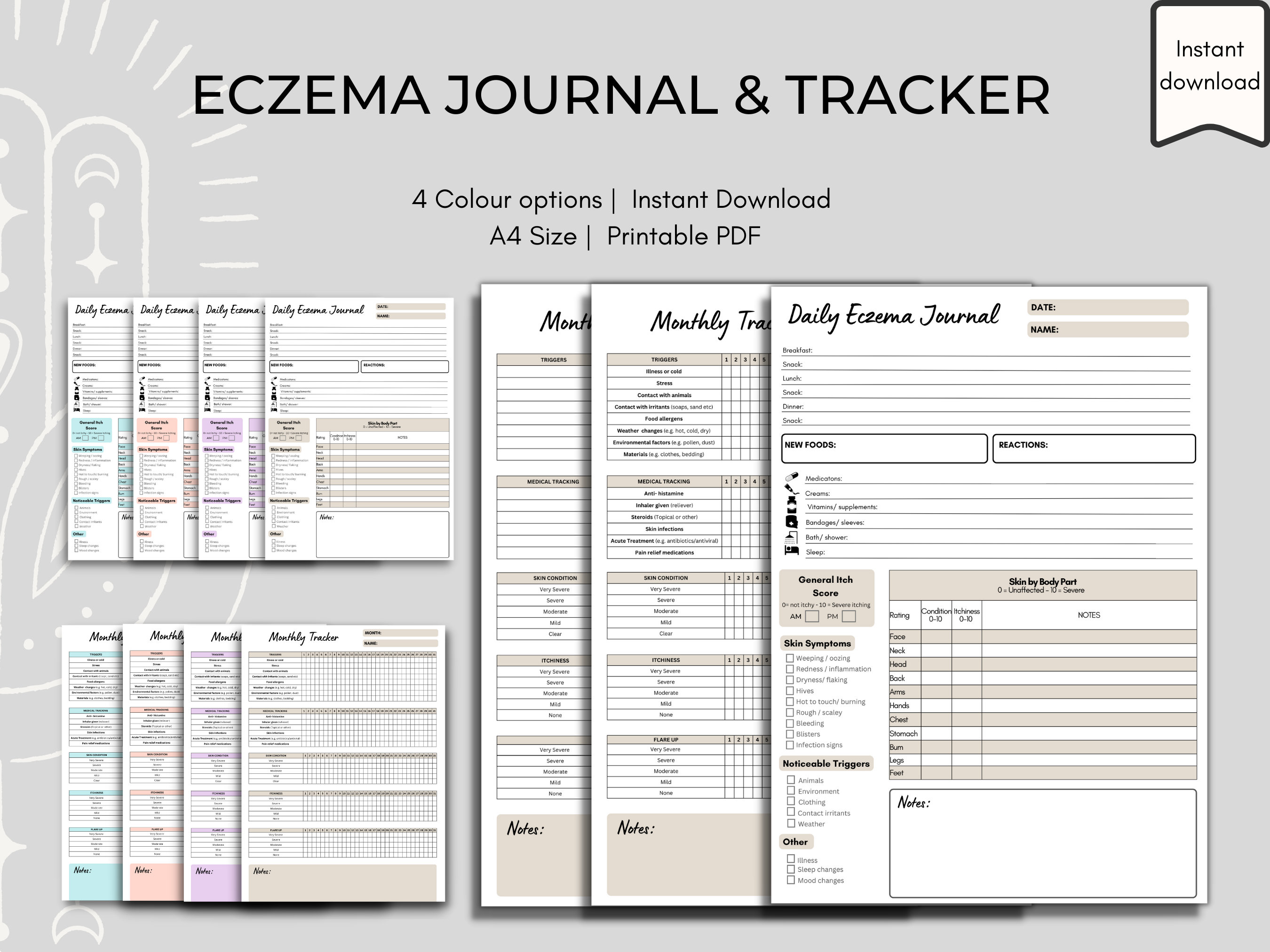 Eczema Journal, Eczema Tracker, Health Journal, Skin Care, Monthly ...