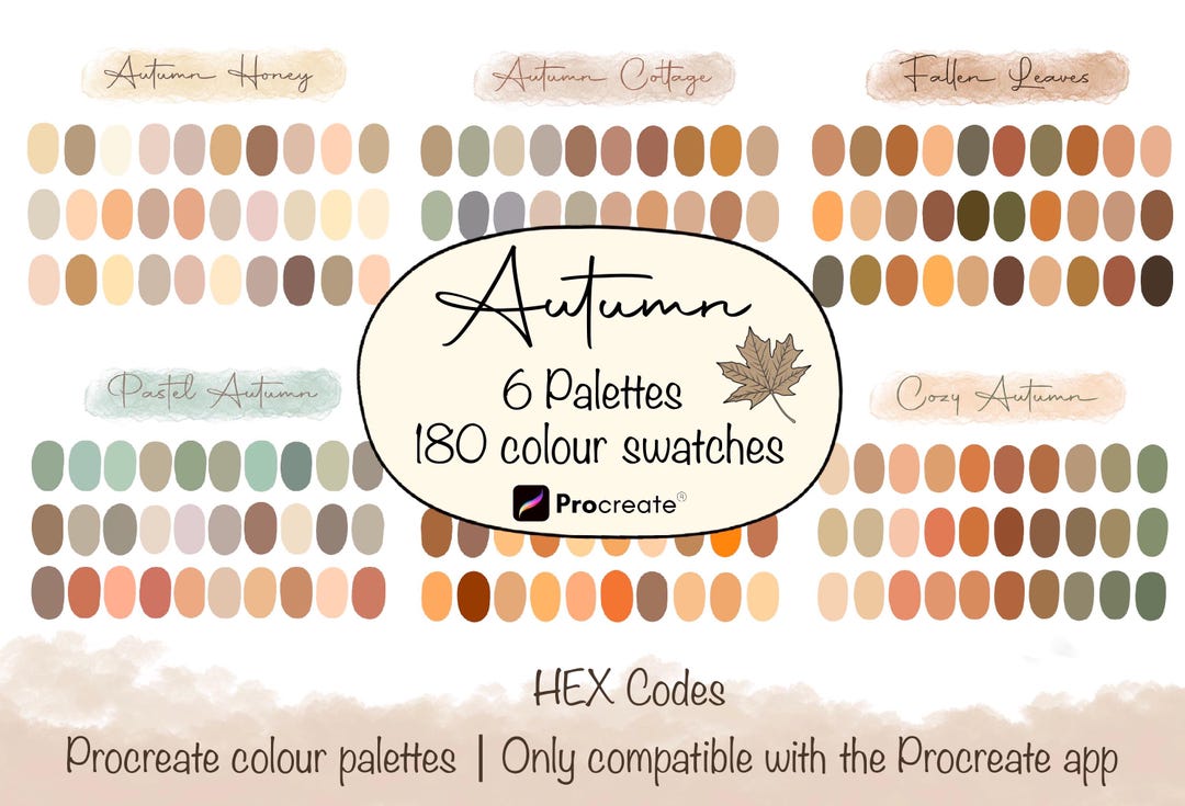 Autumn Procreate Color Palette Bundle: 180 Swatches, Fall Designs - Etsy