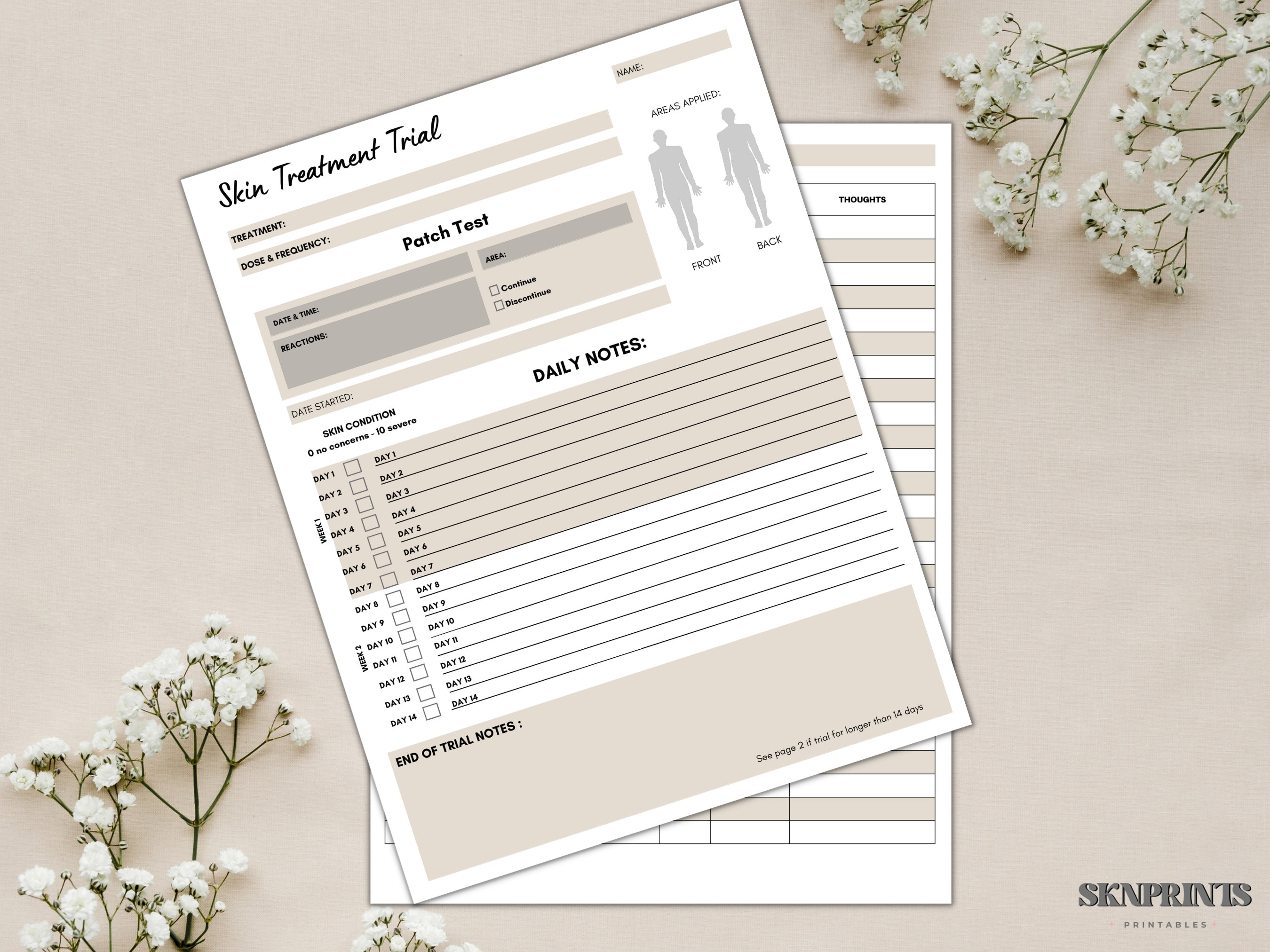 Skin Care Tracker, Skincare Template, Tracker, Planner, Treatment Plan ...