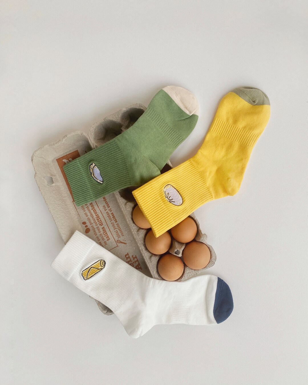 Sock With Embroidery Chinese Food Design - Unique Comfort | 3 Color ...