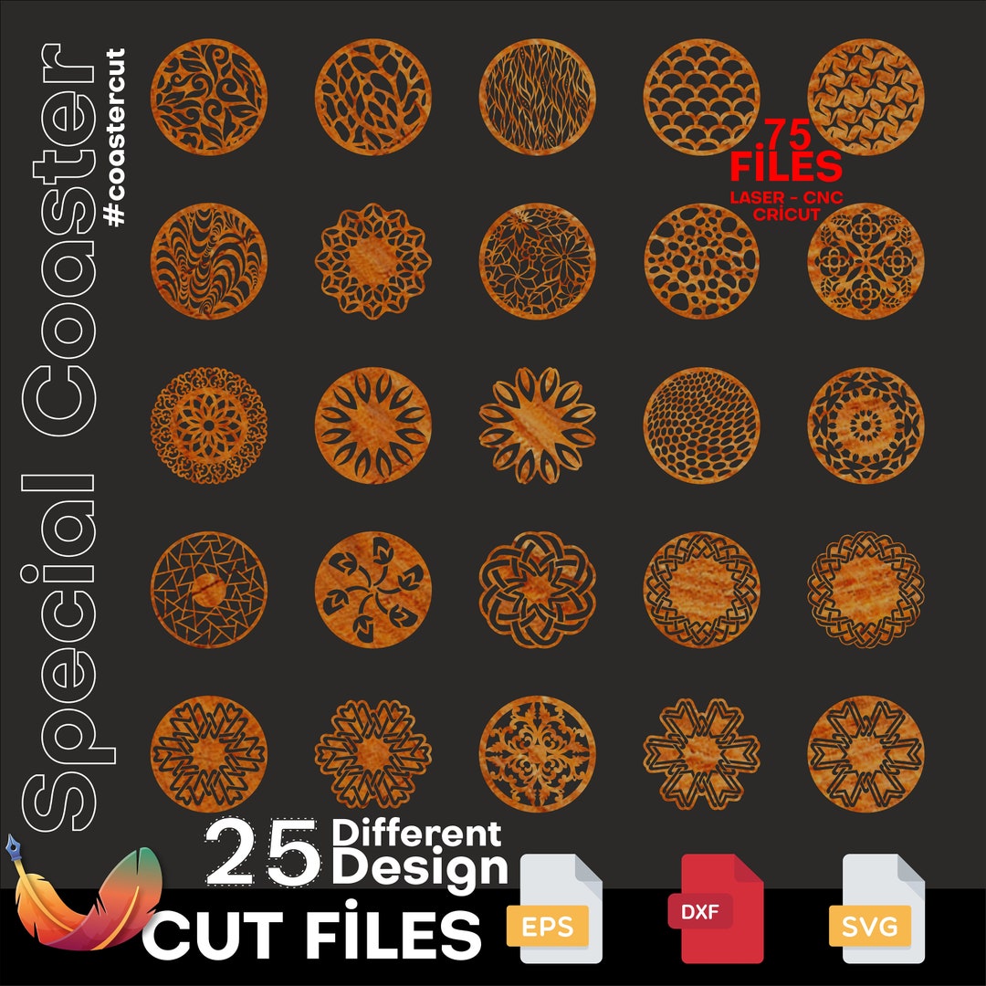 Coaster Svg Bundle DXF EPS, Drink Coaster Svg, Coffee Coaster Svg, Tea ...