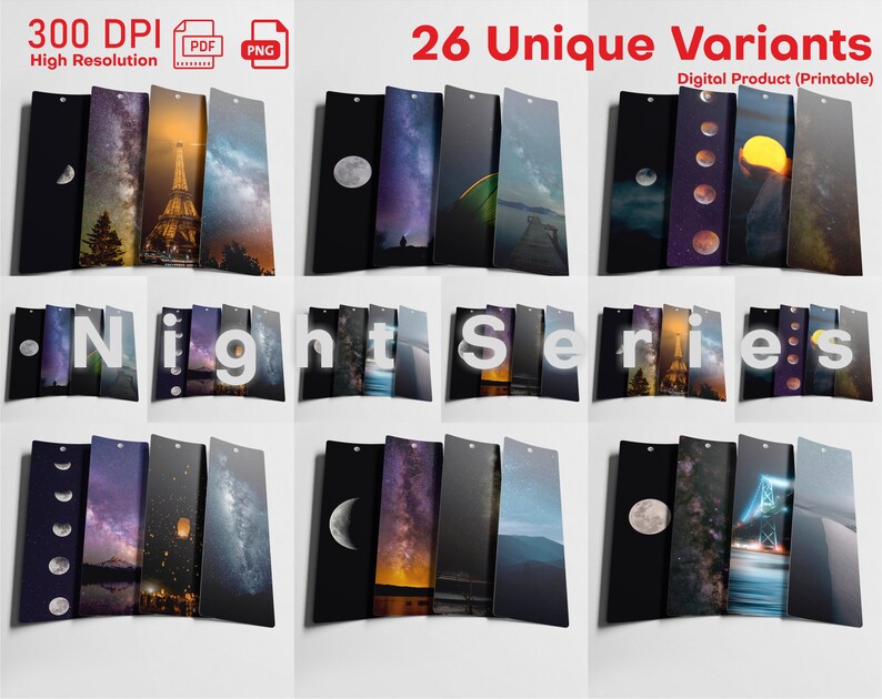 Printable Night Bookmarks Printable Moon Bookmark Printable - Etsy
