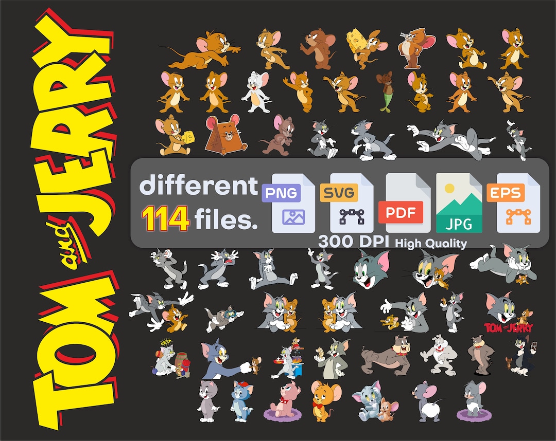 Tom and Jerry PNG Bundle | PNG Pack | Tom and Jerry Sticker | Instant ...