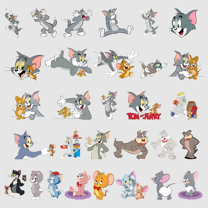 Tom and Jerry PNG Bundle | PNG Pack | Tom and Jerry Sticker | Instant ...