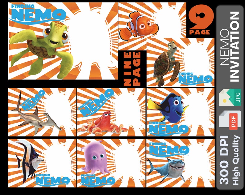 Finding NEMO PNG, Finding Nemo SVG, Nemo Letter, Nemo Invitation, Nemo ...