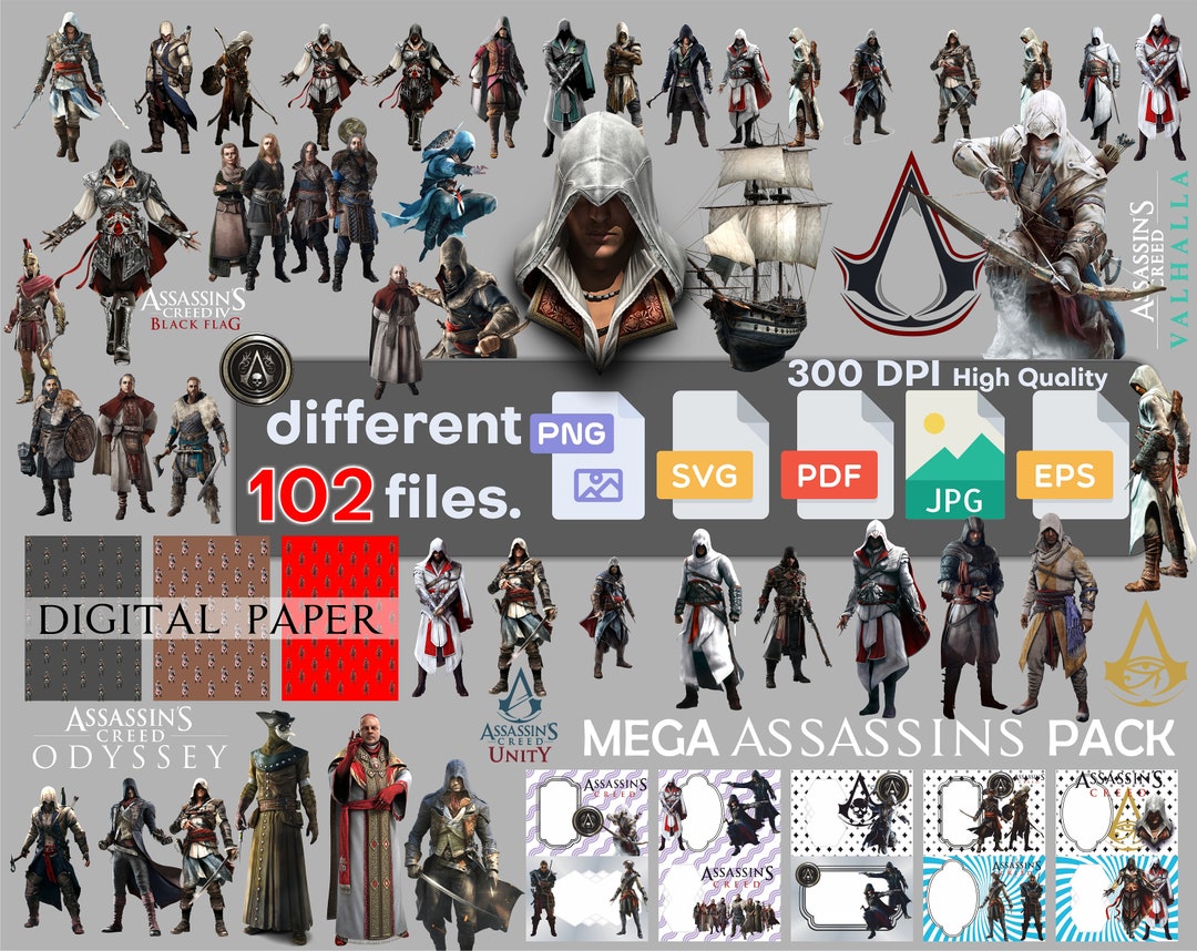 Assassins Creed SVG, Assassin's Creed PNG, PNG Pack, Sticker, Clipart ...