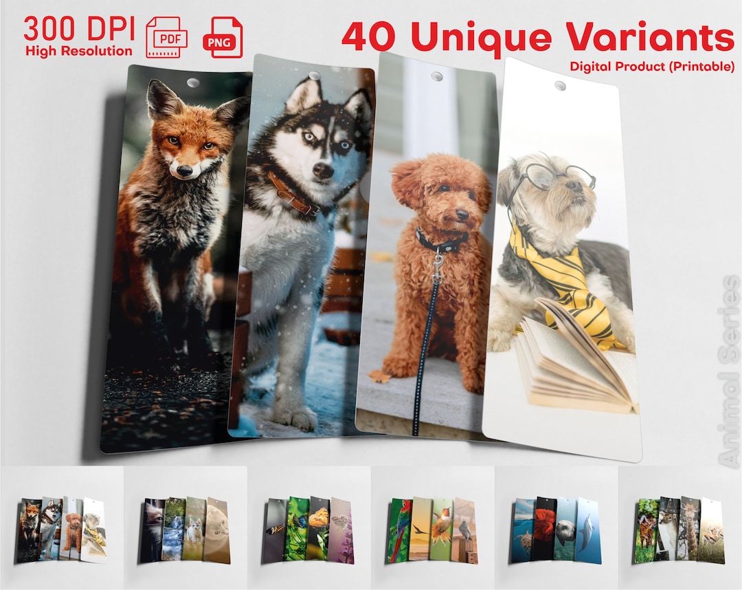 Printable Animal Bookmark, Printable Bookmarks, Dog, Cat, Bird ...