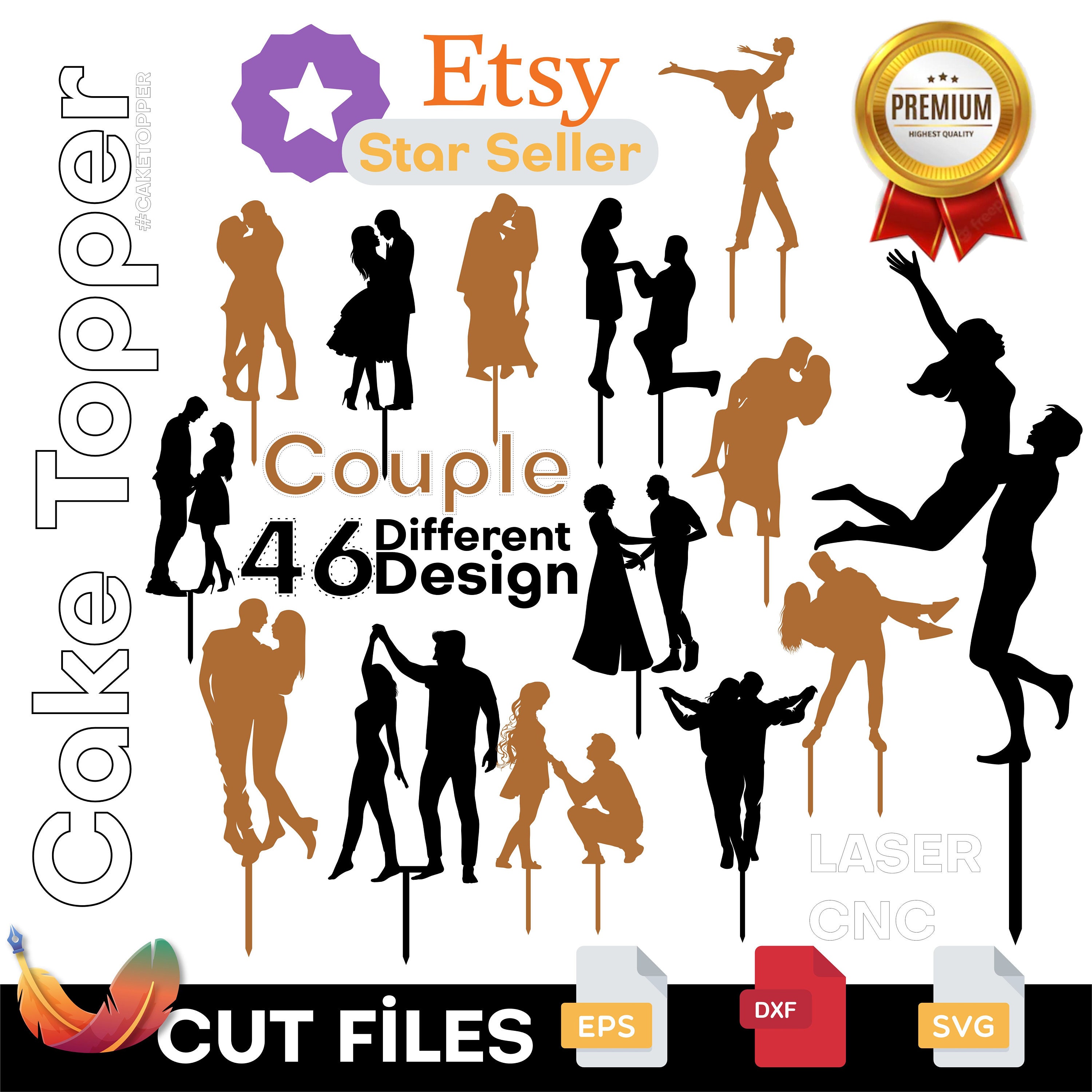 Couple Cake Topper Svg LASER DXF EPS, Mr Mrs Wedding Cake Topper Funny ...