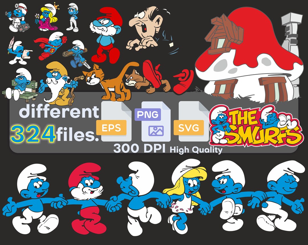 Smurfs SVG, Smurfs PNG, PNG Pack, Sticker, Clipart, Instant Download ...