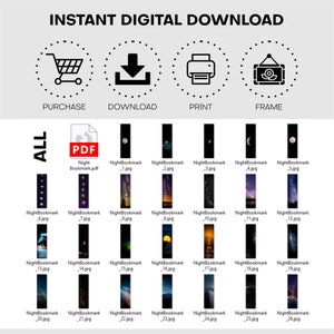 Printable Night Bookmarks, Printable Moon Bookmark, Printable Bookmarks ...