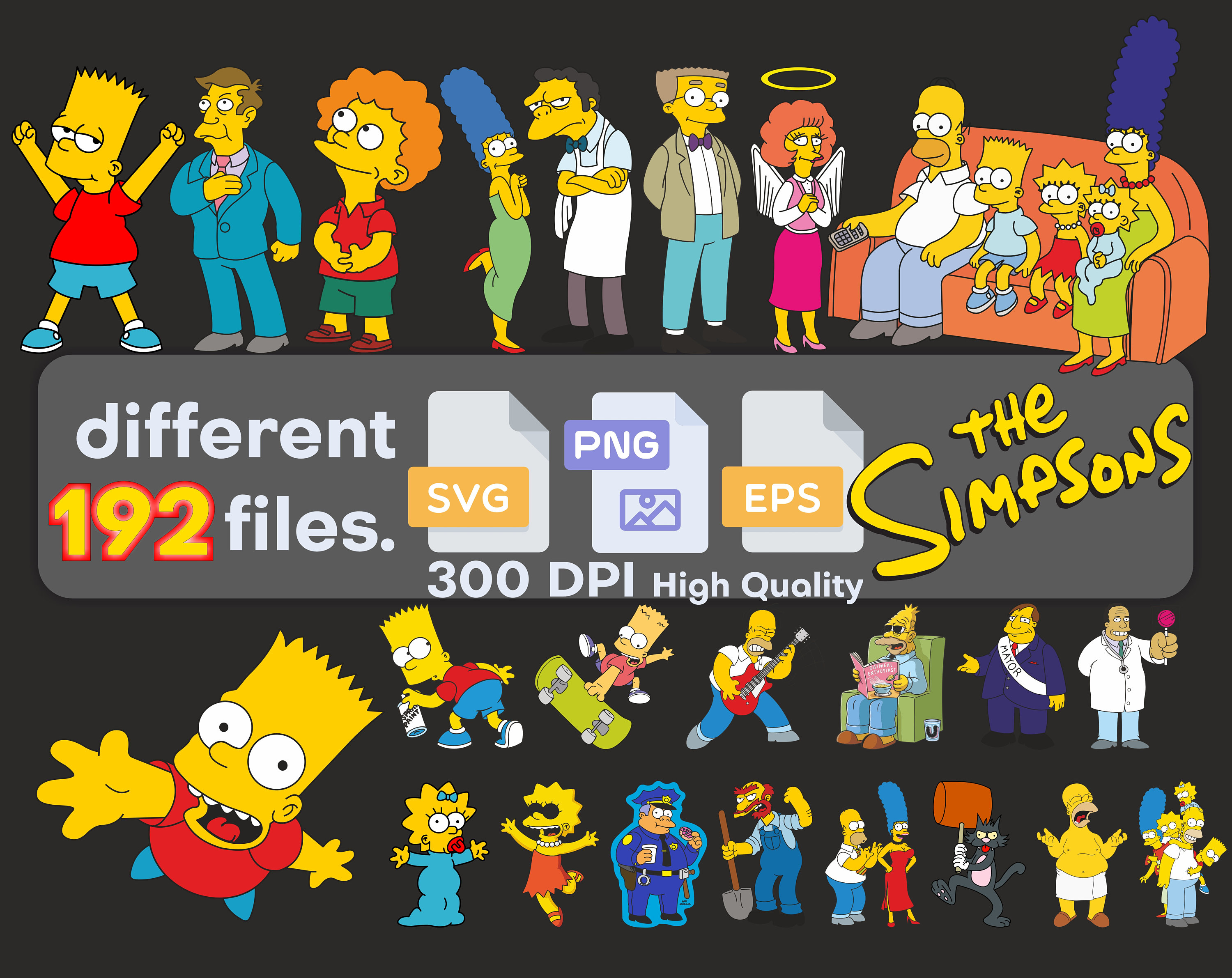 The Simpsons SVG, Simpsons PNG, PNG Pack, Sticker, Clipart, Instant ...