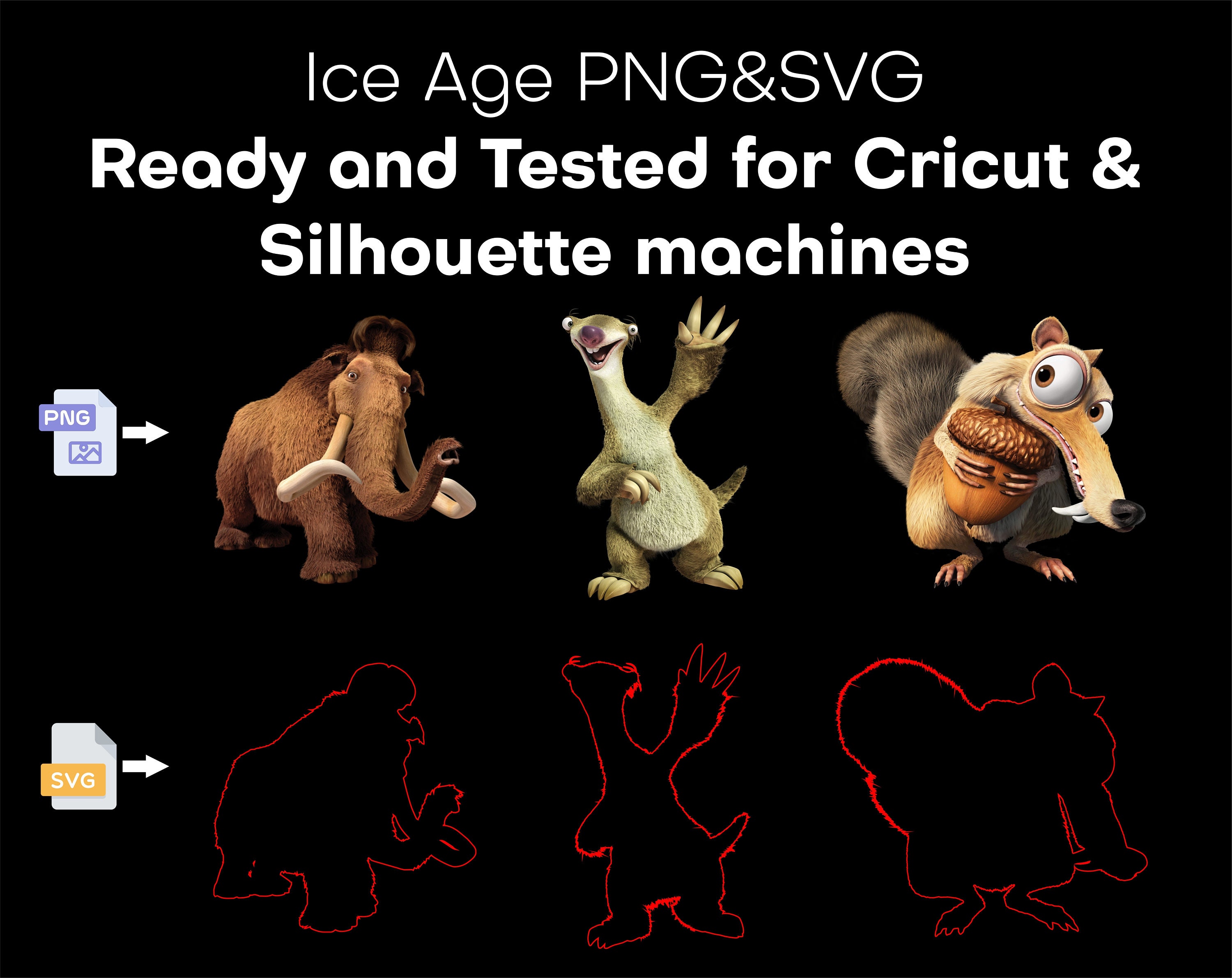 Ice Age SVG, Ice Age PNG, PNG Pack, Sticker, Clipart, Instant Download ...